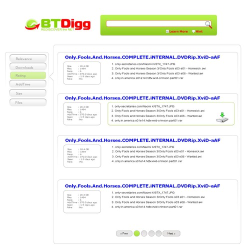 Help BTDigg with a new website design | Web page design contest