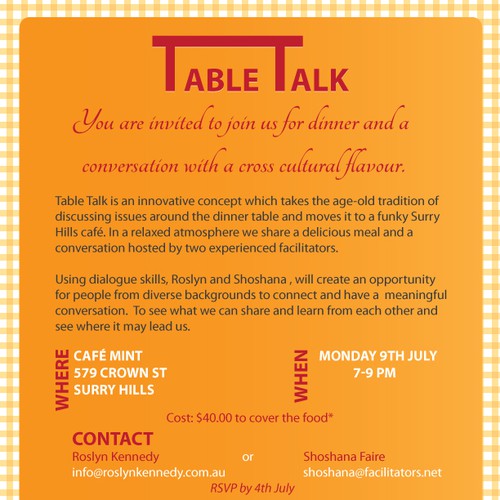 Table Talk needs a new postcard or flyer | Postcard, flyer or print contest