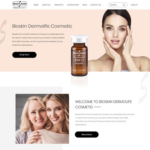 Designs | BIOSKIN | Web page design contest