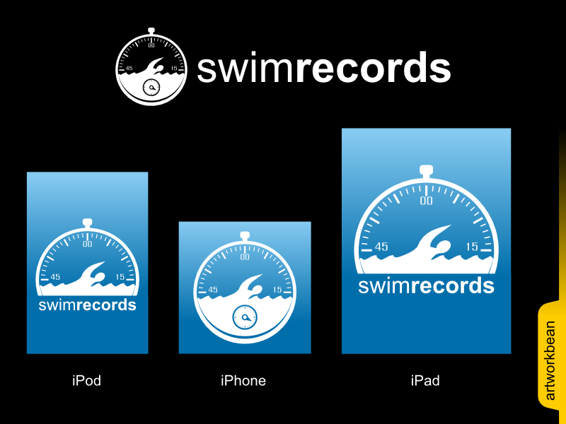 "Swim Records" iPhone App Splash Screen and App Icon | Other Graphic ...