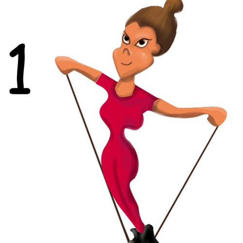 Create a cartoon like resistance band exercise instruction manual for ...