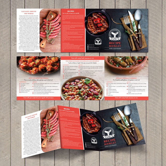 Vibrant Recipe Brochure for Retail Sausage Company | Brochure contest