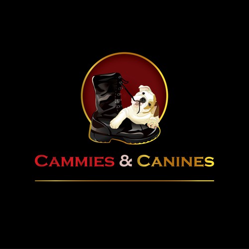 Create a logo with puppy pulling on laces of his owner's combat boots ...