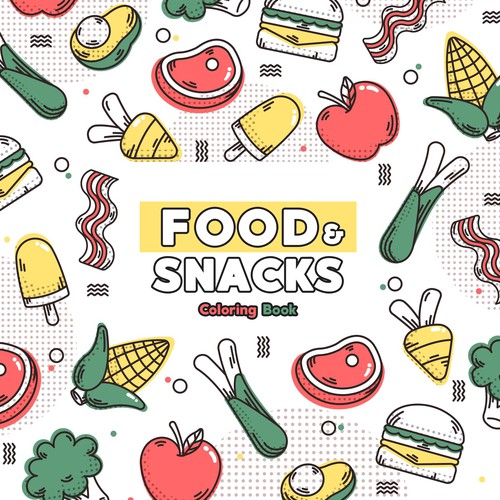 Designs | Square Cover for Food & Snacks Coloring Book | Book cover contest