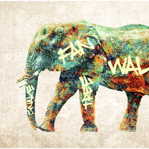 54 inch x 54 inch - Graphic illustration of 6 blind men & Elephant ...