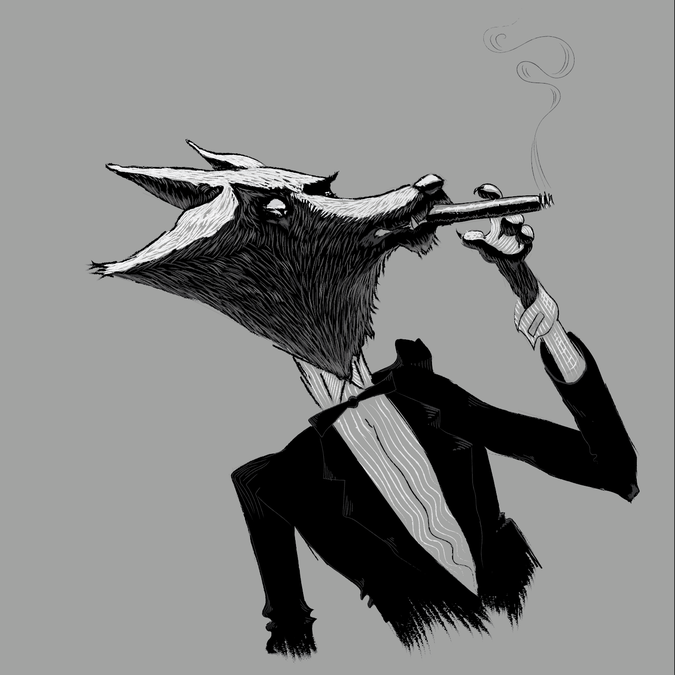 Classy coyote smoking a cigar - vectored illustration | Illustration or ...