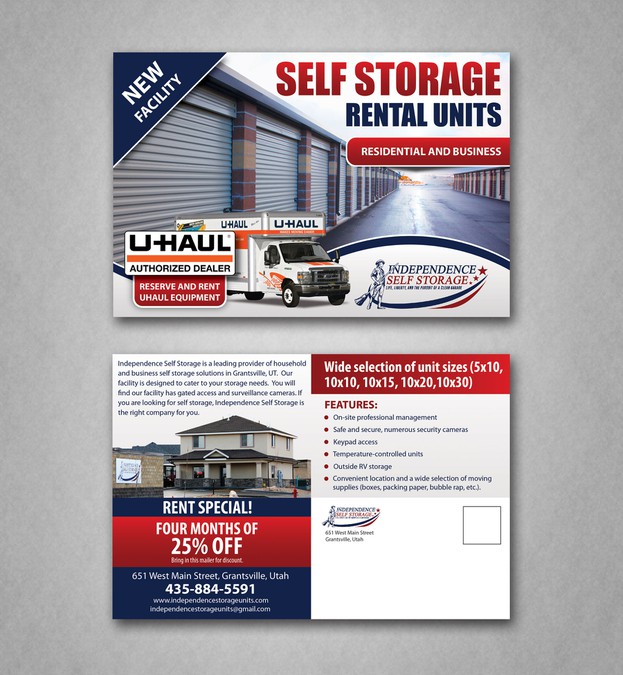 Create an eye-catching direct mailer for a brand new self-storage ...
