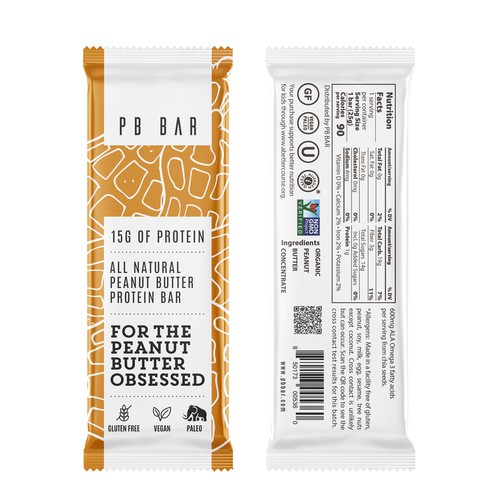 Design the packaging for an all-natural, peanut butter protein bar ...