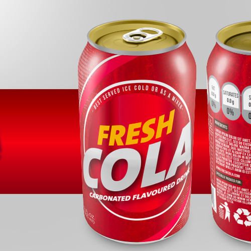 Create a generic 12 oz cola beverage can label for startup company ...