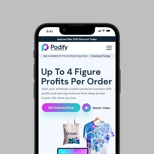 Designs | Shopify App Corporate Page Redesign (Printful + Printify ...