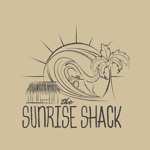 The Sunrise Shack, A Hawaii based logo, A Coffee Cup surfing a Big Wave ...