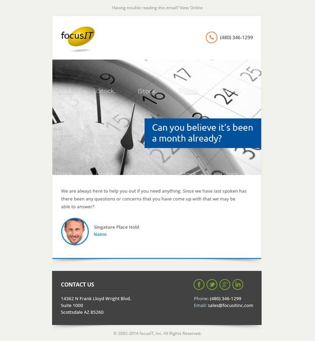 Create Keep In Touch Email Template for focusIT! | Email contest