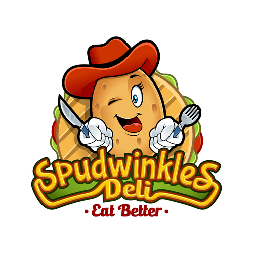 Create a fun logo featuring a winking potato character for Spudwinkle's ...