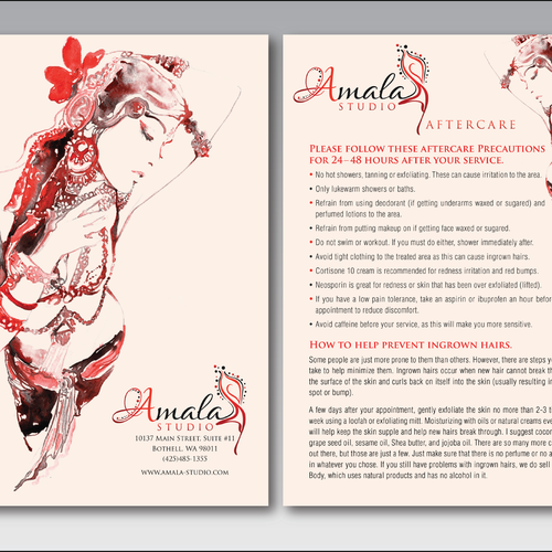 Designs | Create an aftercare card for Amala Studio | Postcard, flyer ...