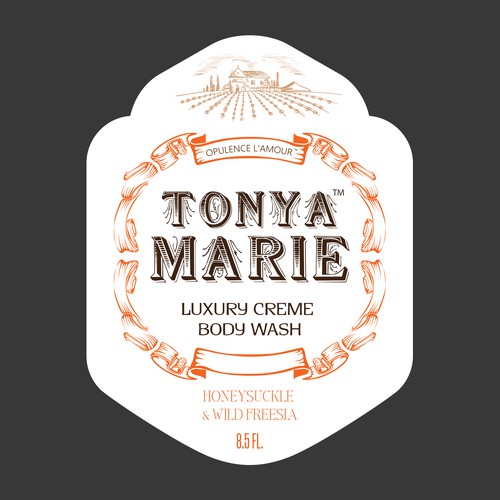 Create an elegant front label for a luxury creme body wash for our spa ...