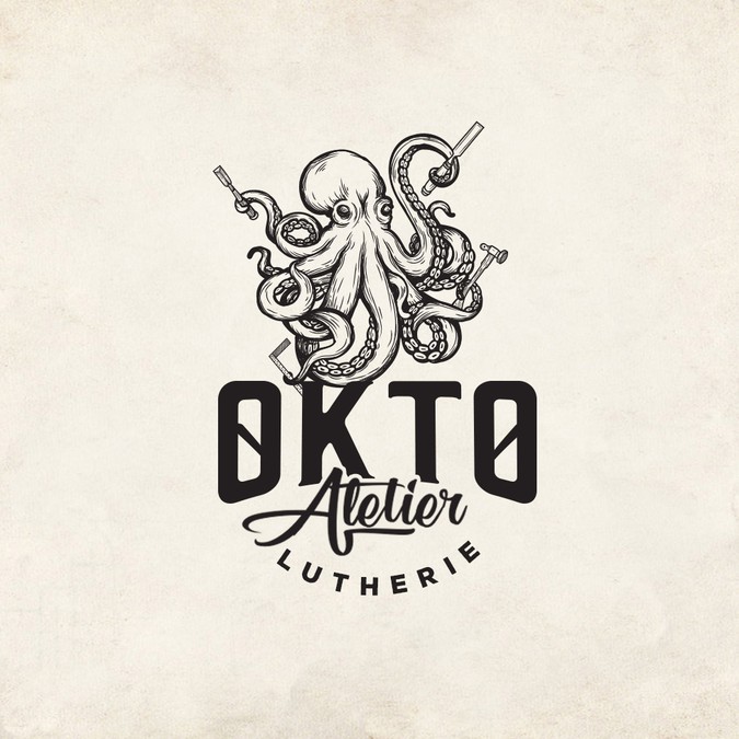 Crée un logo pour un atelier de lutherie sur Marseille "Okto atlier ...