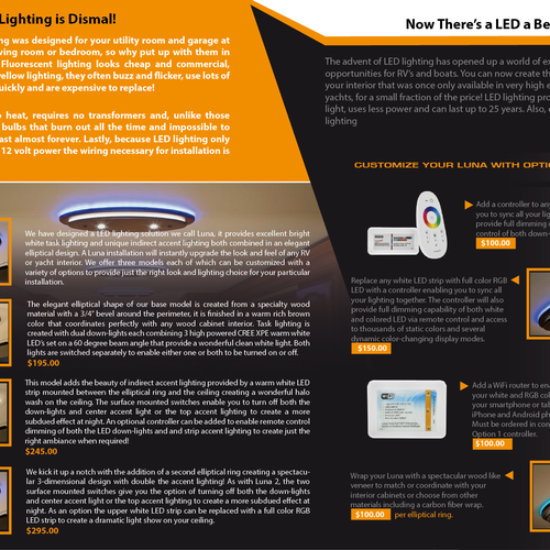Create a stunning brochure for an exciting new LED lighting design ...