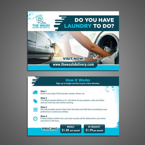 Promotional card for laundry delivery company | Postcard, flyer or ...