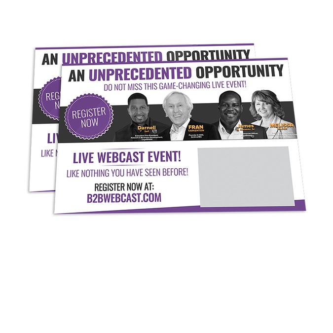 Attention-grabbing, excitement-generating postcard for a powerful live ...