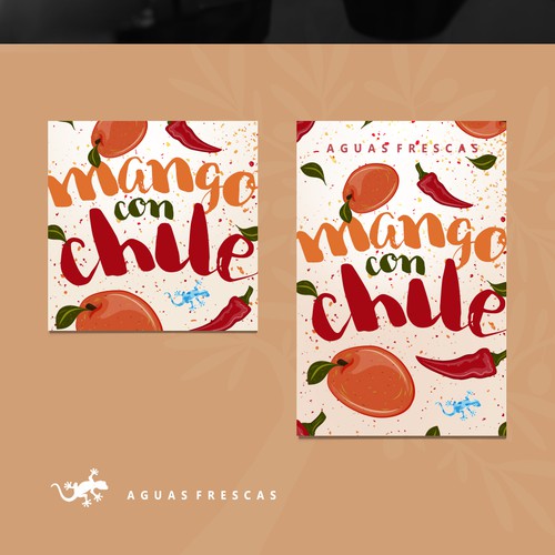 New beverage label "Mango Con Chile" "Agua Fresca" | Product label contest