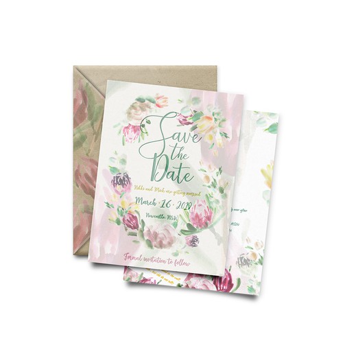 Australian Native Flower Inspired Wedding Invitation | Card or ...