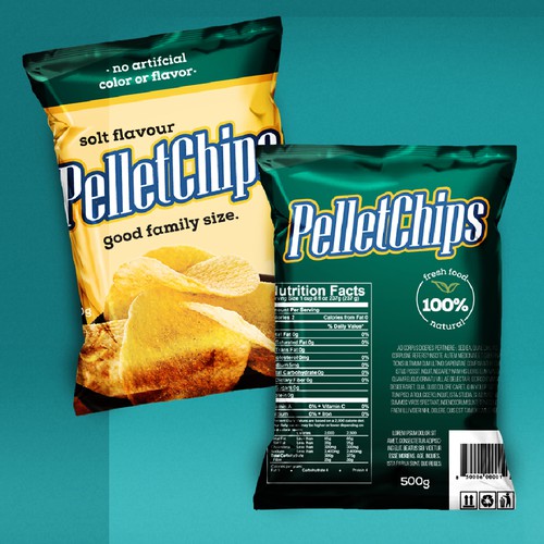 Pellet chips design for pillow packaging | Product packaging contest