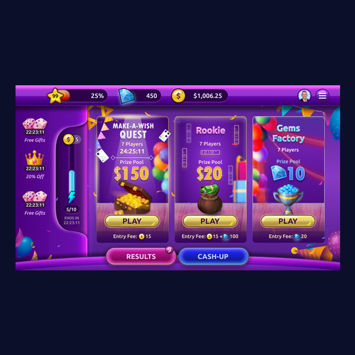 Designs | Dominoes Cash main screen styles | App design contest