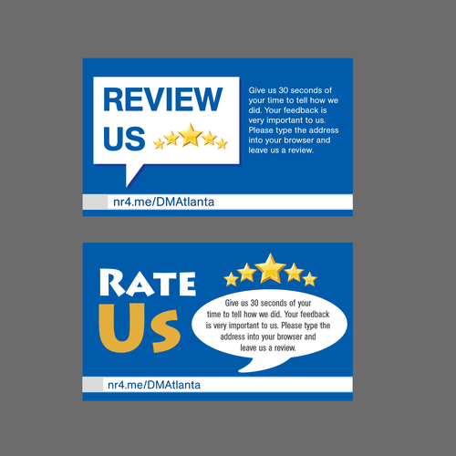 REVIEW ME CARD - Business Card Size To Request a Rating and Review ...
