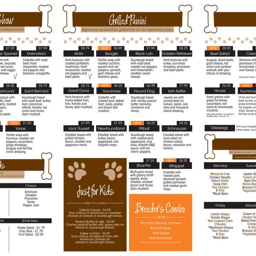Designs | Menu Design Needed for PureBread: Deli-Bakery-Cafe | Print or ...