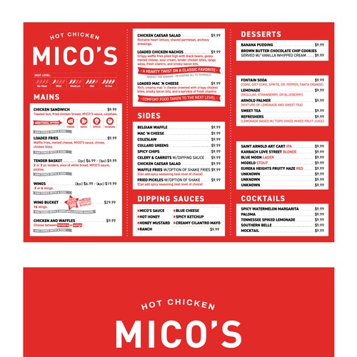 Designs | Spice It Up: Mico's Hot Chicken Menu Design | Menu contest