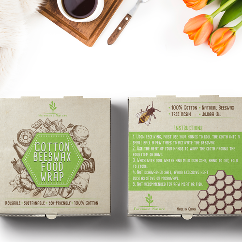Packaging Design for Reusable Cotton Beeswax Food Wrap | Product ...