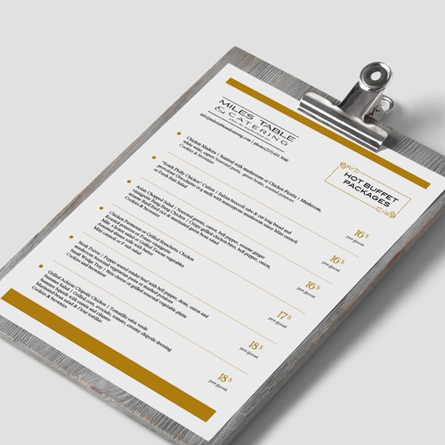 Create Catering Menus for Miles Table & Catering | Menu contest