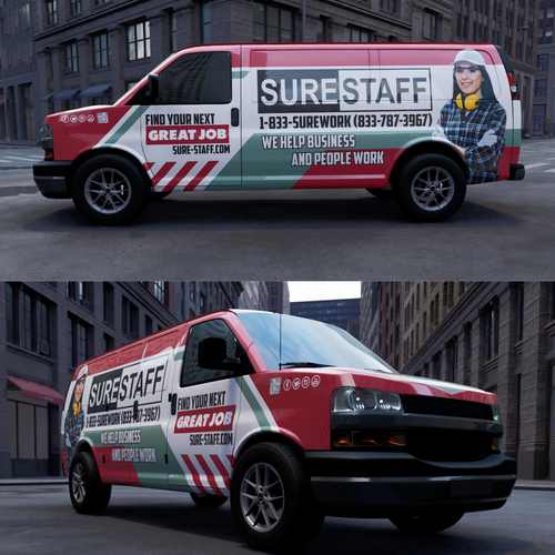 Designs | Surestaff Recruiting & Transportation Van Wrap - Eye-popping ...