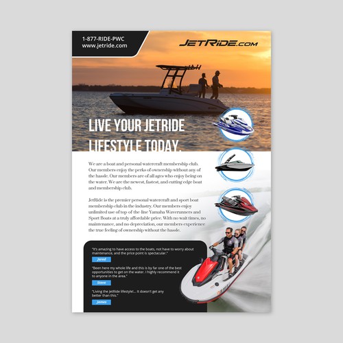 Create a postcard/flyer with an amazing look for a boat and jet ski ...