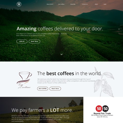 Design website for new global coffee company "Roast.com" | Web page ...