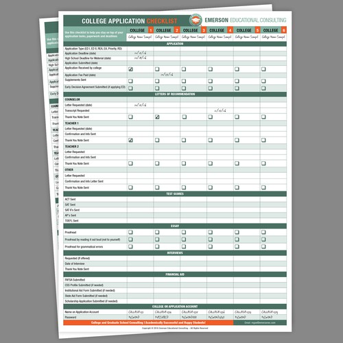 College Application Checklist | Other business or advertising contest