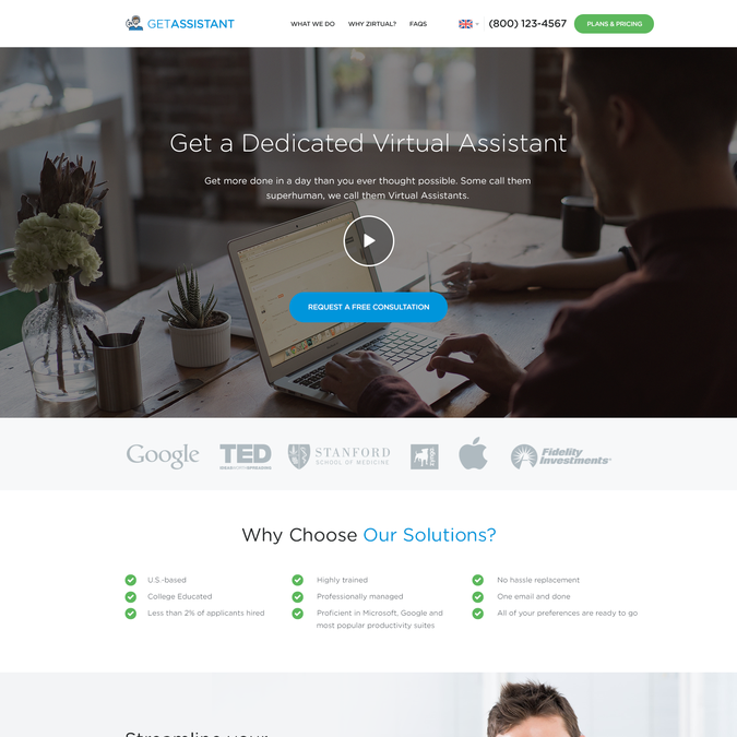 Virtual assistant landing page for busy people | Landing page design ...