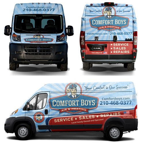 Designs | Comfort Boys Service Company New Retro Van Wrap Design | Car ...