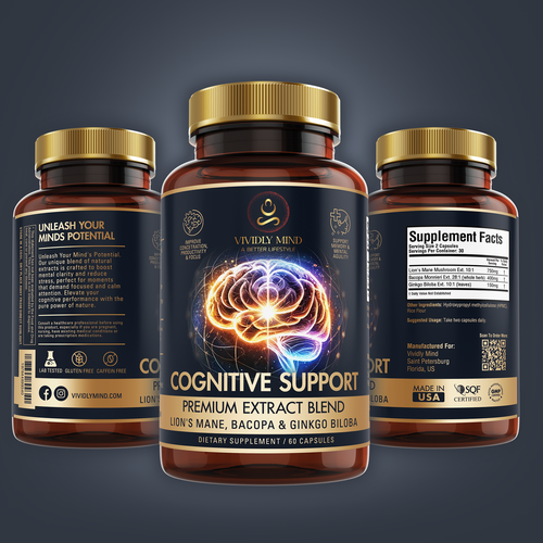 Designs | "Vivid Label Design for New Cognitive Support Capsules ...