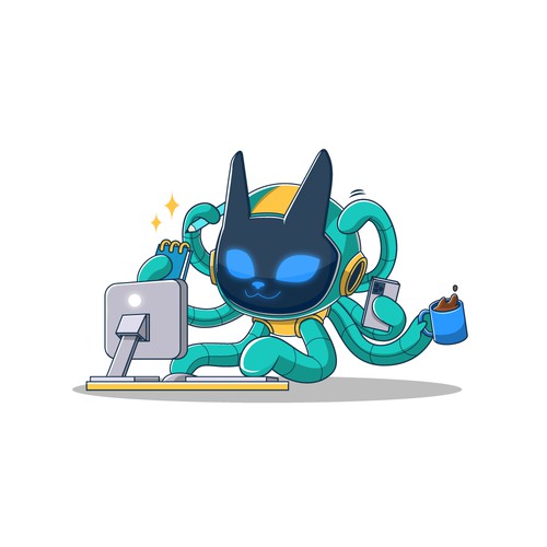 Designs | Fun flat-cartoon website mascot for AI company | Character or ...