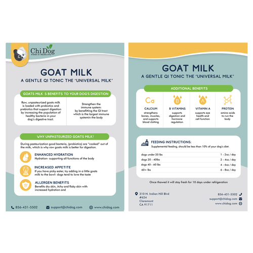 Designs | Goat Milk add on product flyer to add to order od fresh dog ...