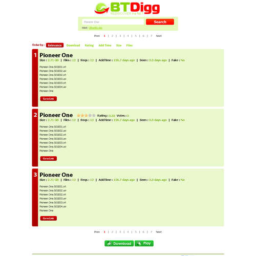 Help BTDigg with a new website design | Web page design contest