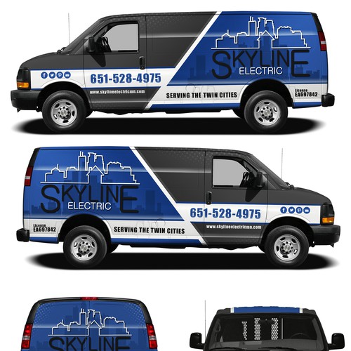 Create a cool simple eye catching fleet of vehicles for an electrical ...