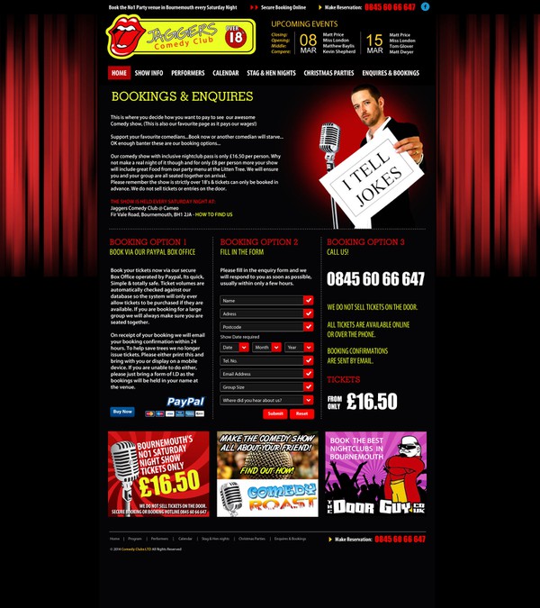 Uk Based Comedy Club Website Re-design | Web page design contest
