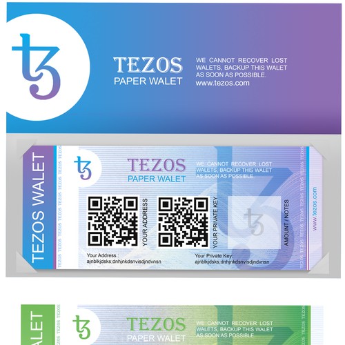 Paper wallet for Tezos crypto currency | Other art or illustration contest