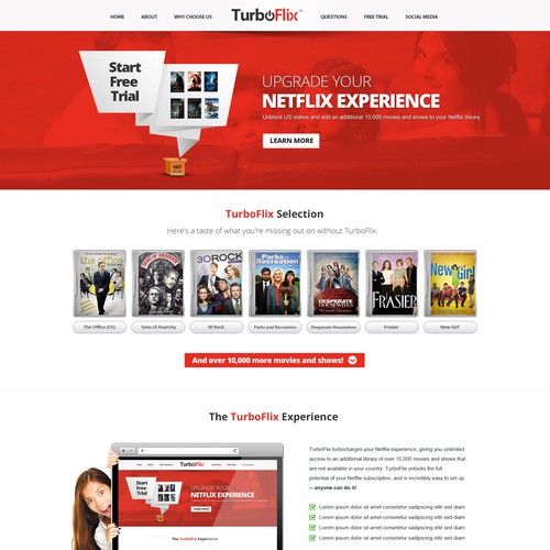 TurboFlix needs a homepage for its premium video streaming service ...