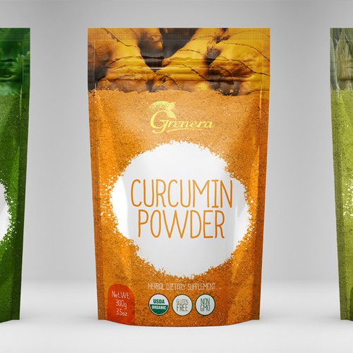 Package Design for Spirulina Powder, Wheatgrass Powder & Curcumin ...
