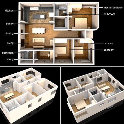 Create 3D Floor Plan from existing plans with alternative layout ...