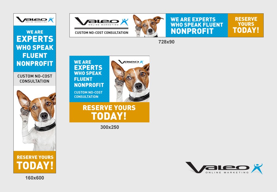 banner ad for Valeo Design and Marketing - sizes 728x90, 160x600 ...