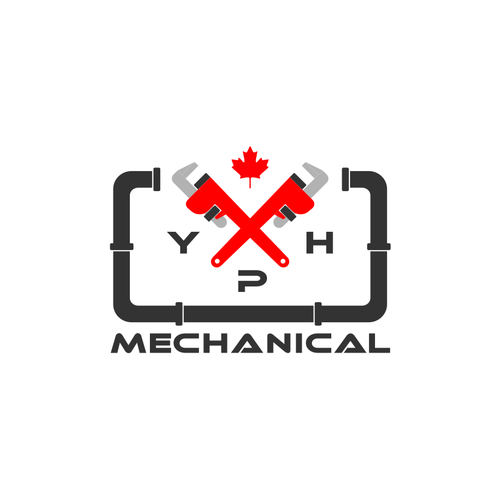 create a modern clean looking logo with pipe wrenches and maple leaf ...